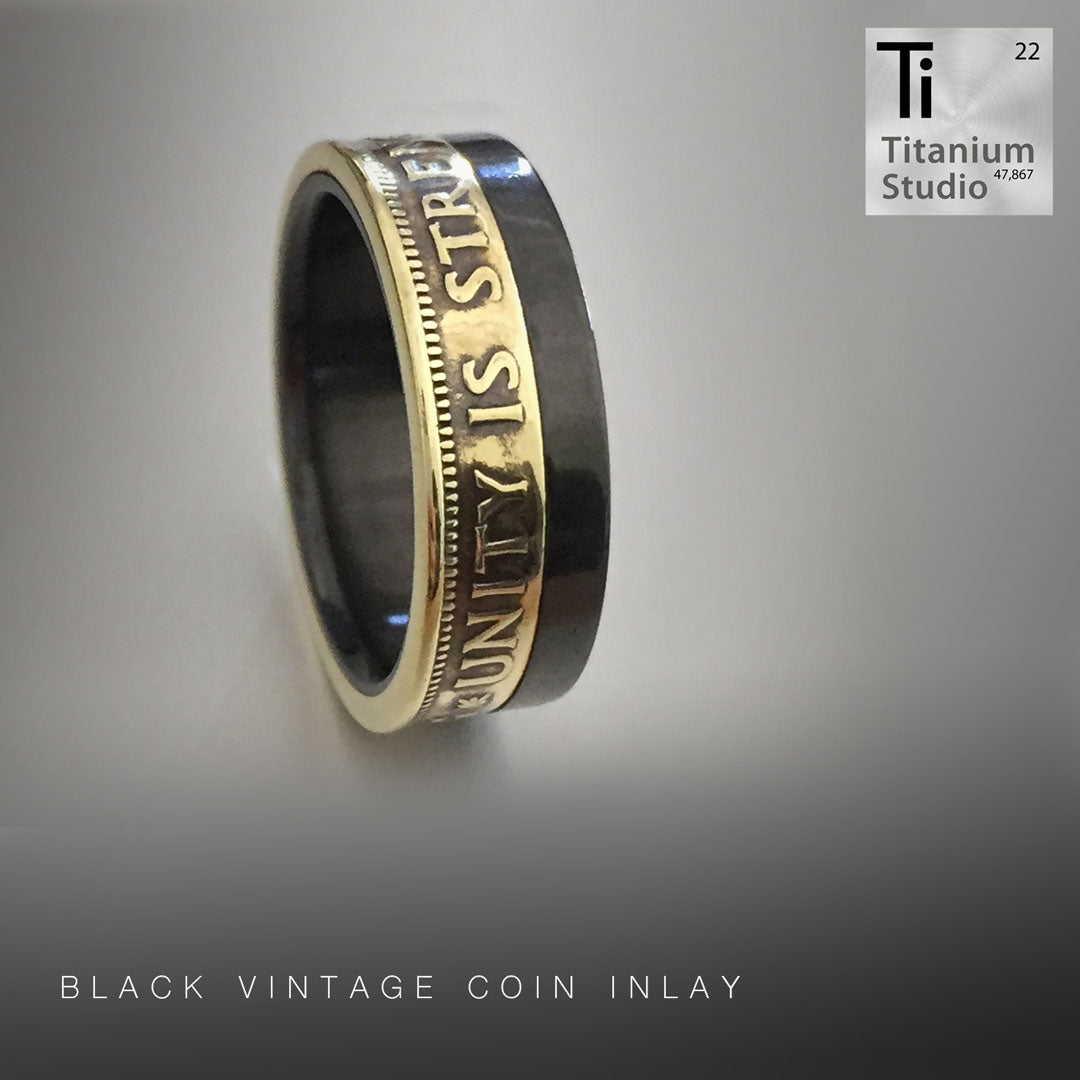 Black Coin Inlay Ring – Titanium Studios Pty Ltd
