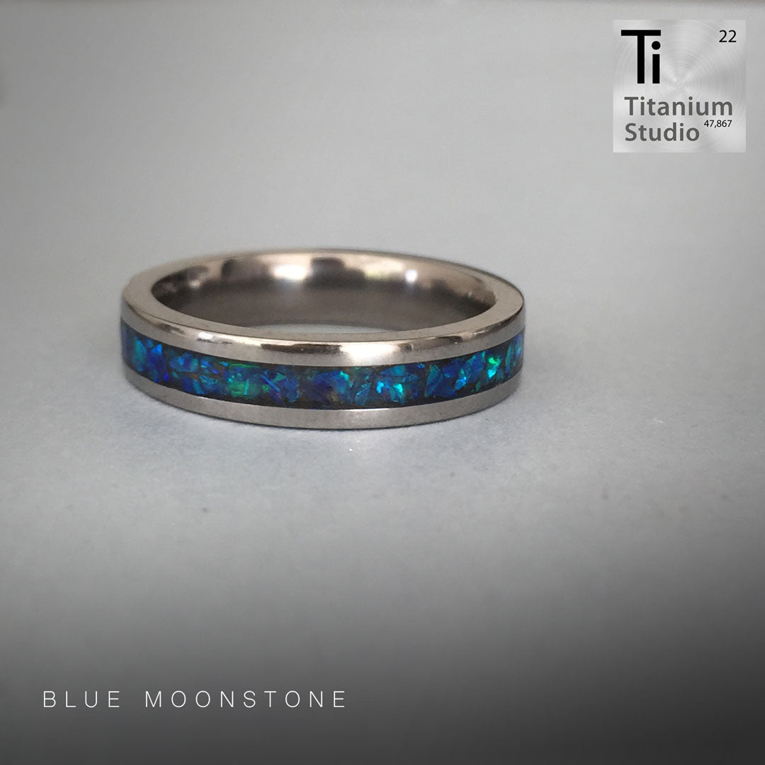 Blue Moonstone Inlay Ring – Titanium Studios Pty Ltd