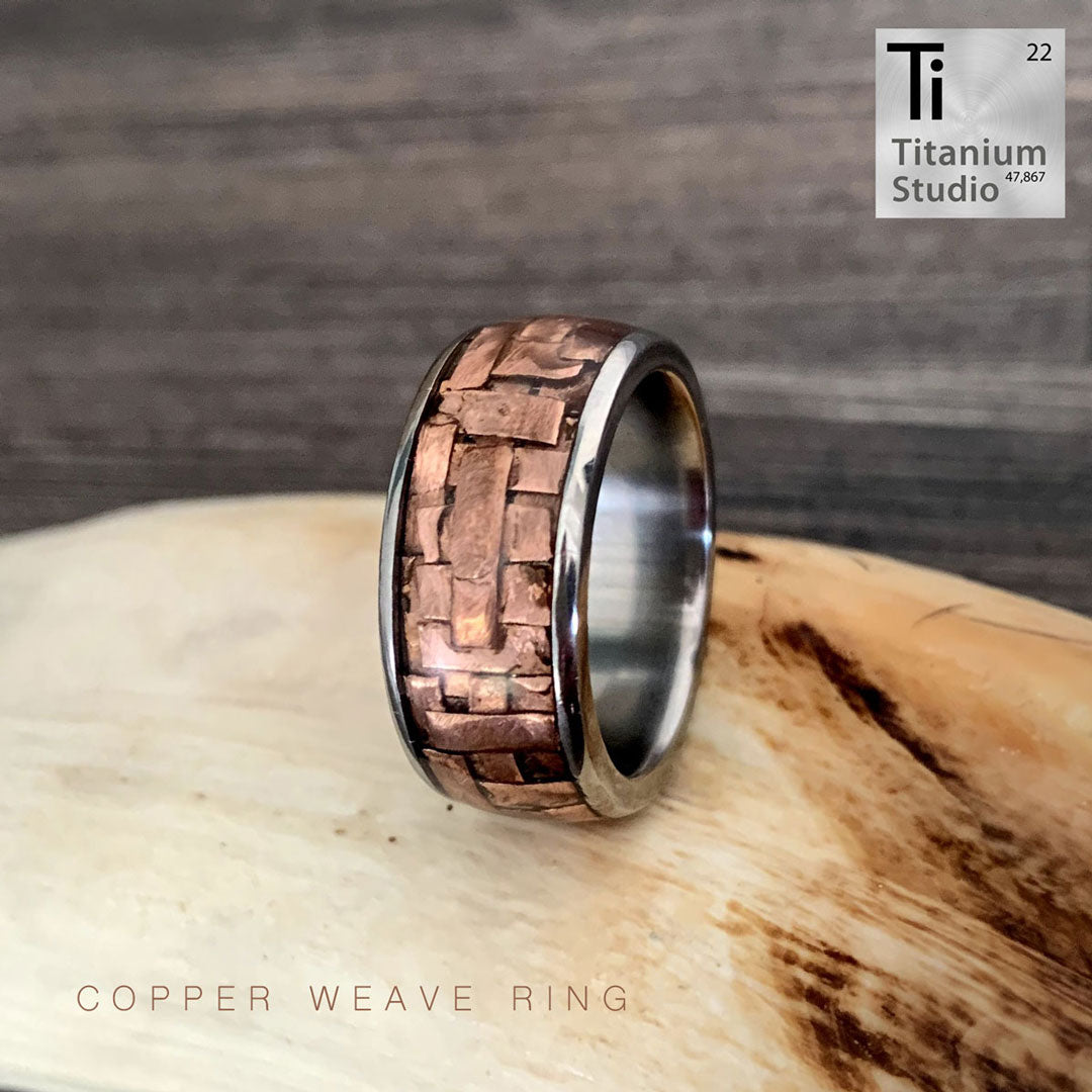 Copper Weave Inlay Titanium Ring – Titanium Studios Pty Ltd