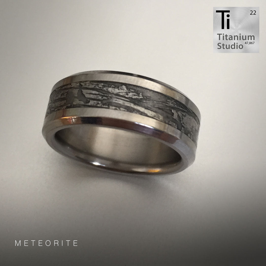 Meteorite Titanium Beveled Edge Ring – Titanium Studios Pty Ltd