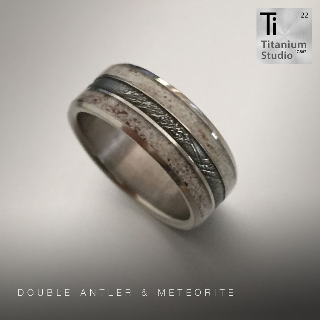 Meteorite and Antler Inlay Ring – Titanium Studios Pty Ltd