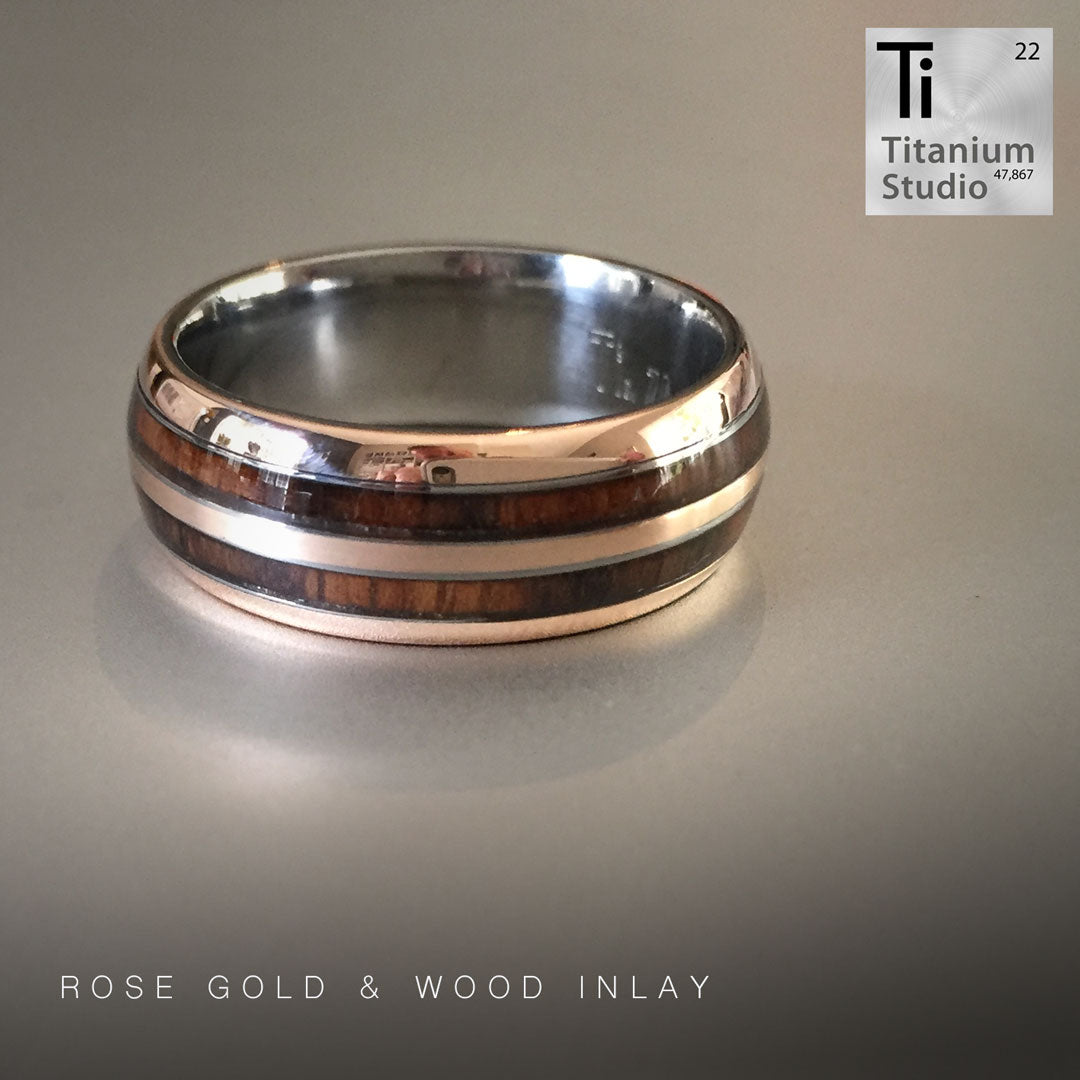 Rose Gold and Double Wood Inlay – Titanium Studios Pty Ltd