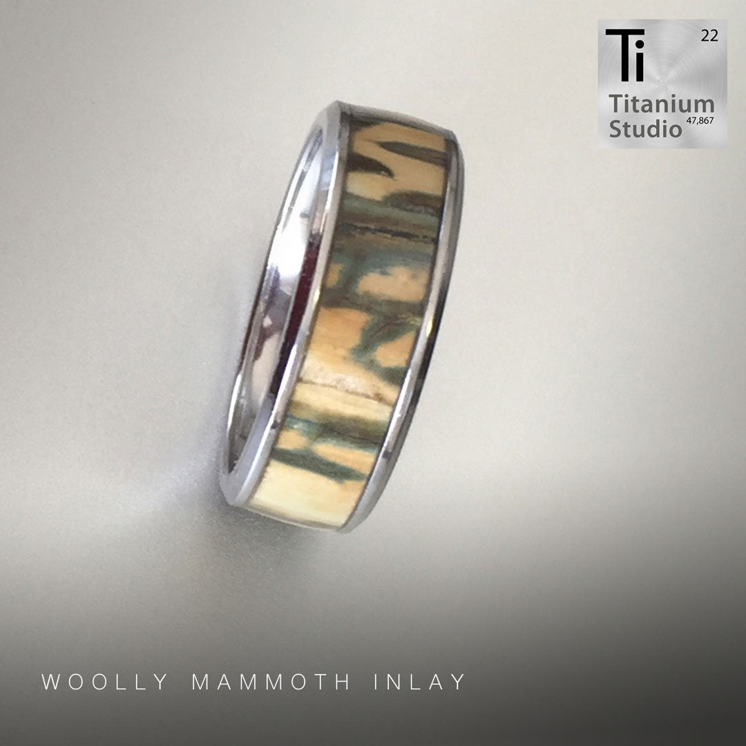 Woolly Mammoth Bone Inlay Ring – Titanium Studios Pty Ltd